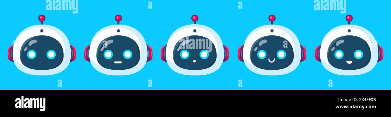 Cute robot faces. Different emotions. Vector illustration Stock Vector ...