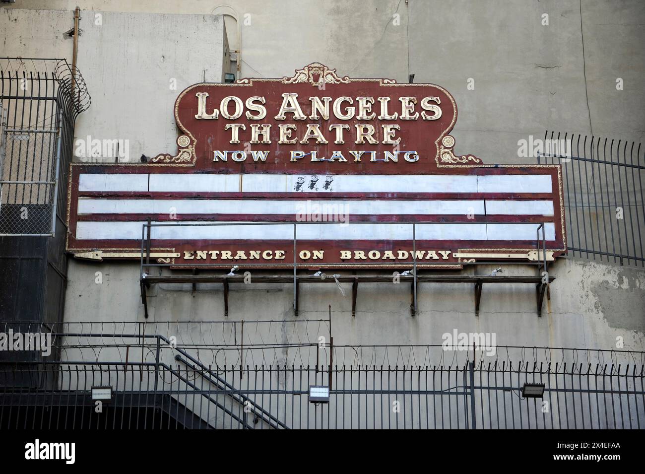 Vintage sign for the Los Angeles Theatre on Broadway in downtown Los ...
