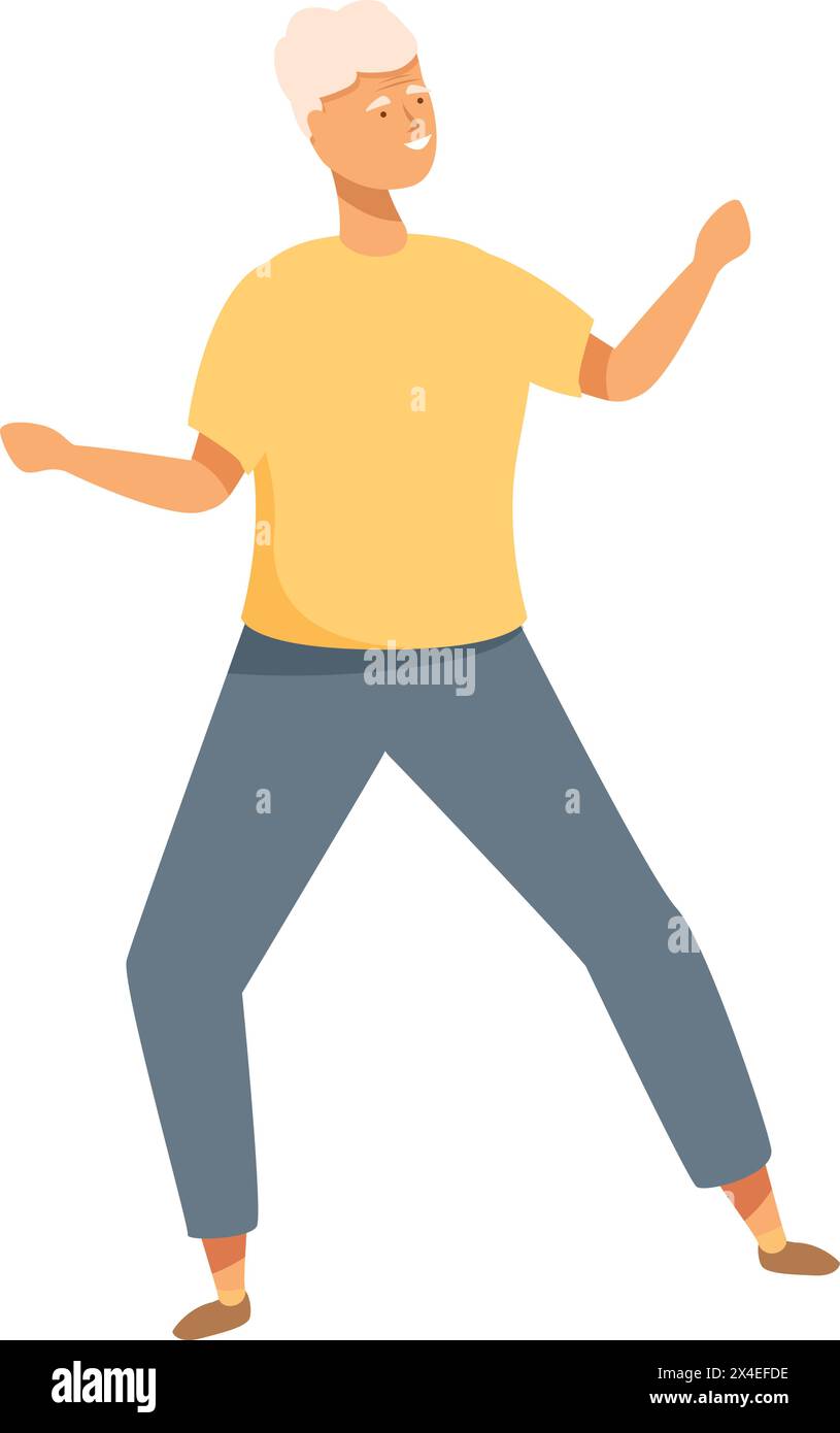 Senior man stretching icon cartoon vector. Morning exercise. Smiling ...