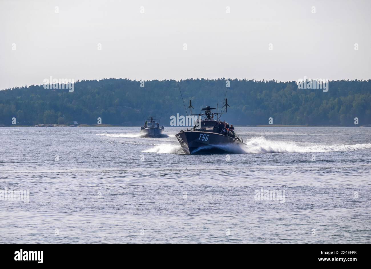 Historic Swedish marine warship T56 in full speed. The event is EDIP ...