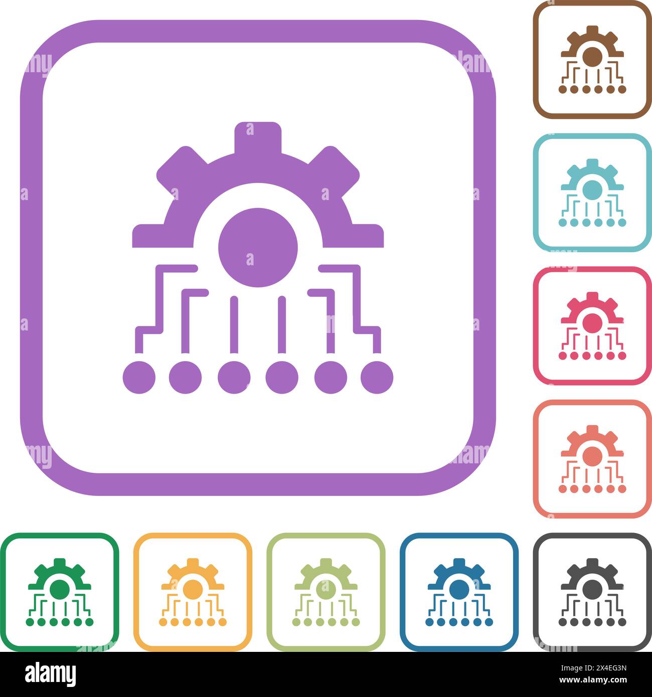 Mechatronics simple icons in color rounded square frames on white ...