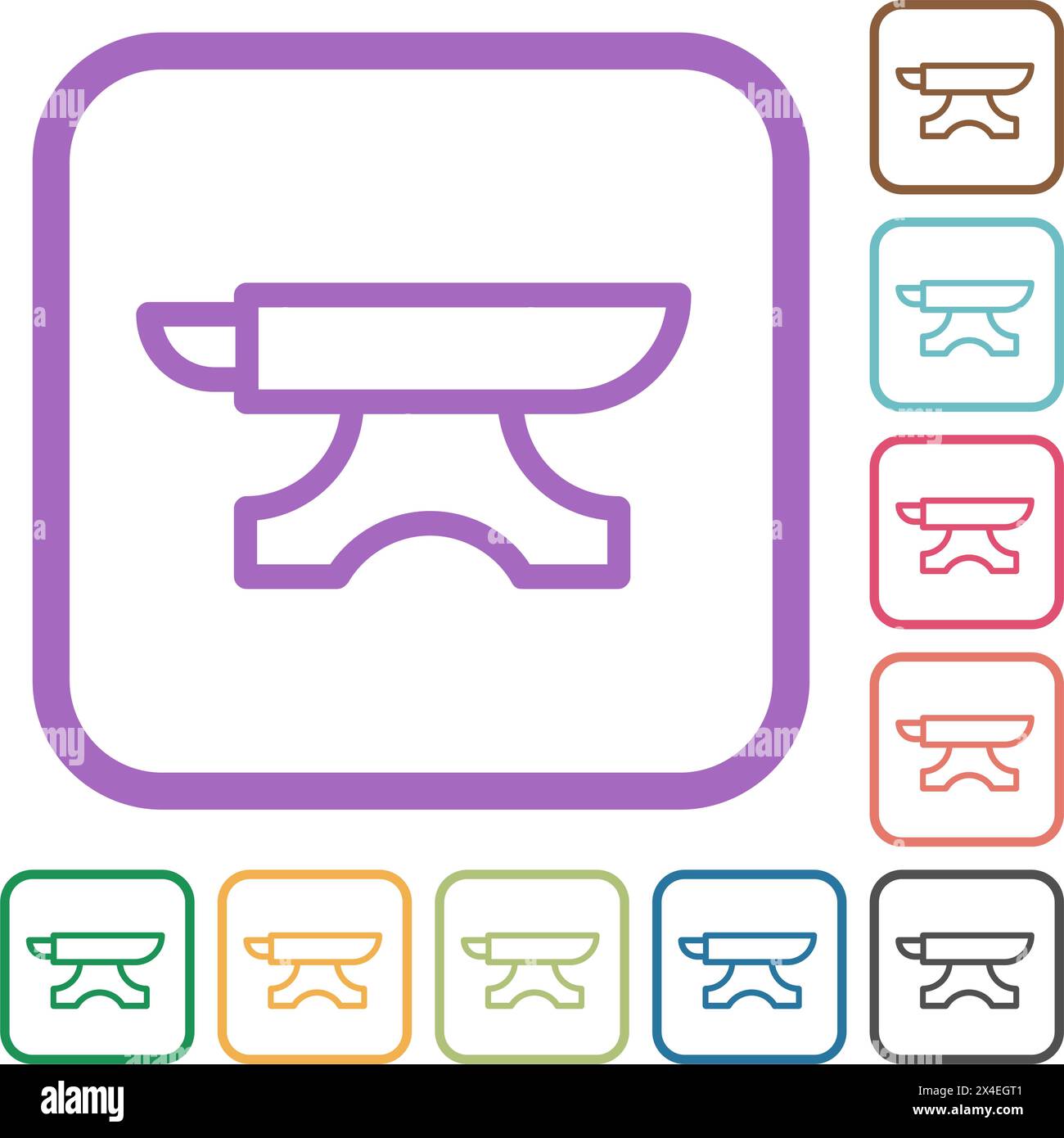 Anvil outline simple icons in color rounded square frames on white background Stock Vector Image ...