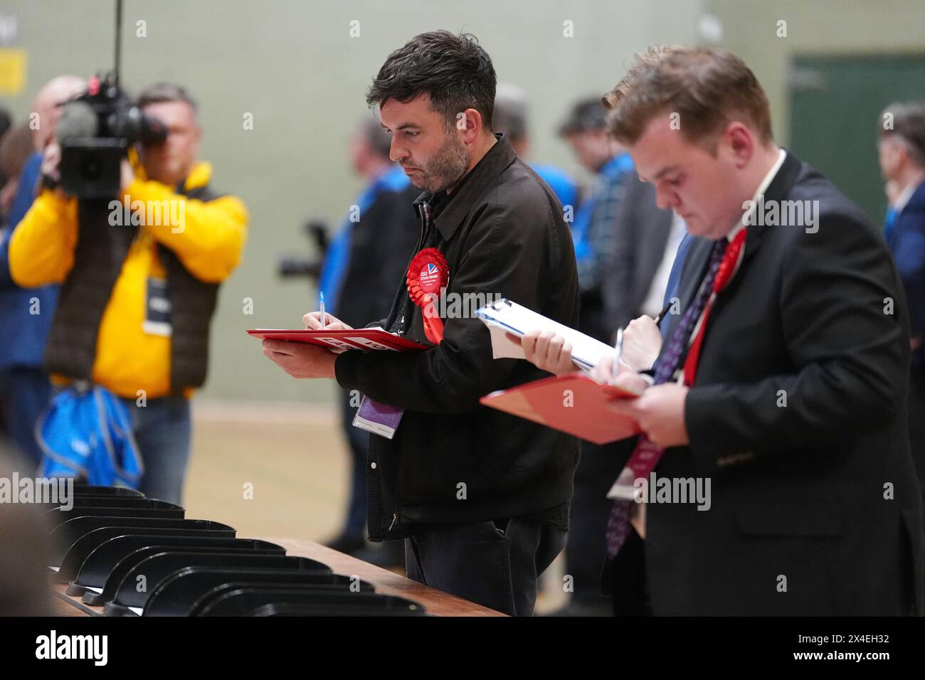 Party observers watch during the count for the Blackpool South by ...