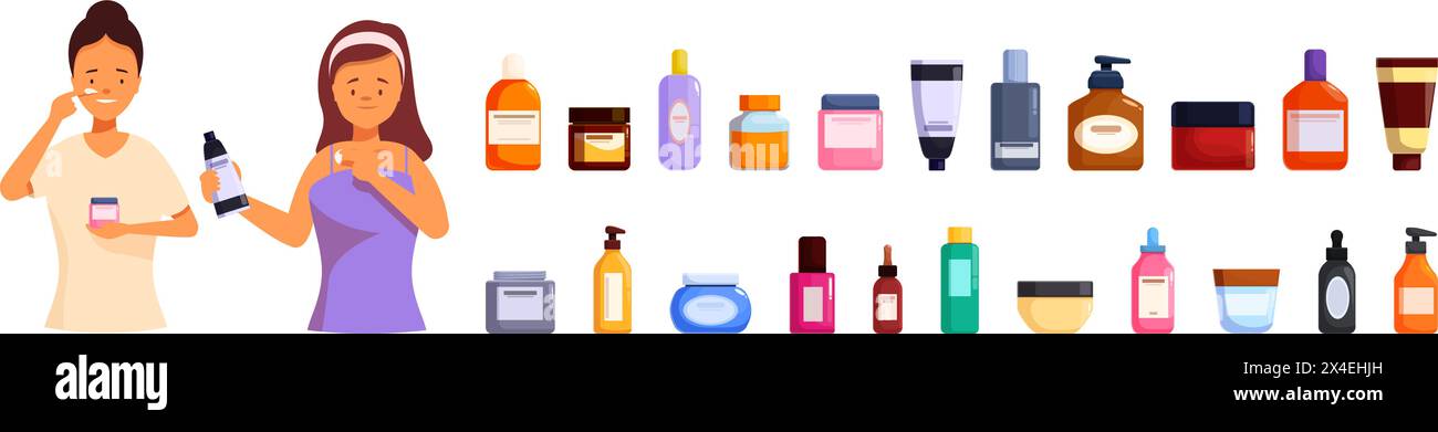 Cosmetic scrub icons set cartoon vector. Beauty peeling. Skin body ...