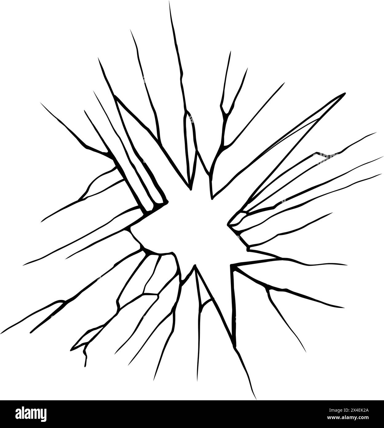 Cracked glass. Broken window, shattered glassy surface and break ...