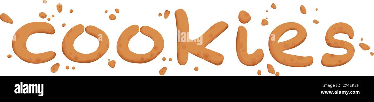 Bitten chocolate chip cookie text letters. Crunch homemade brown ...