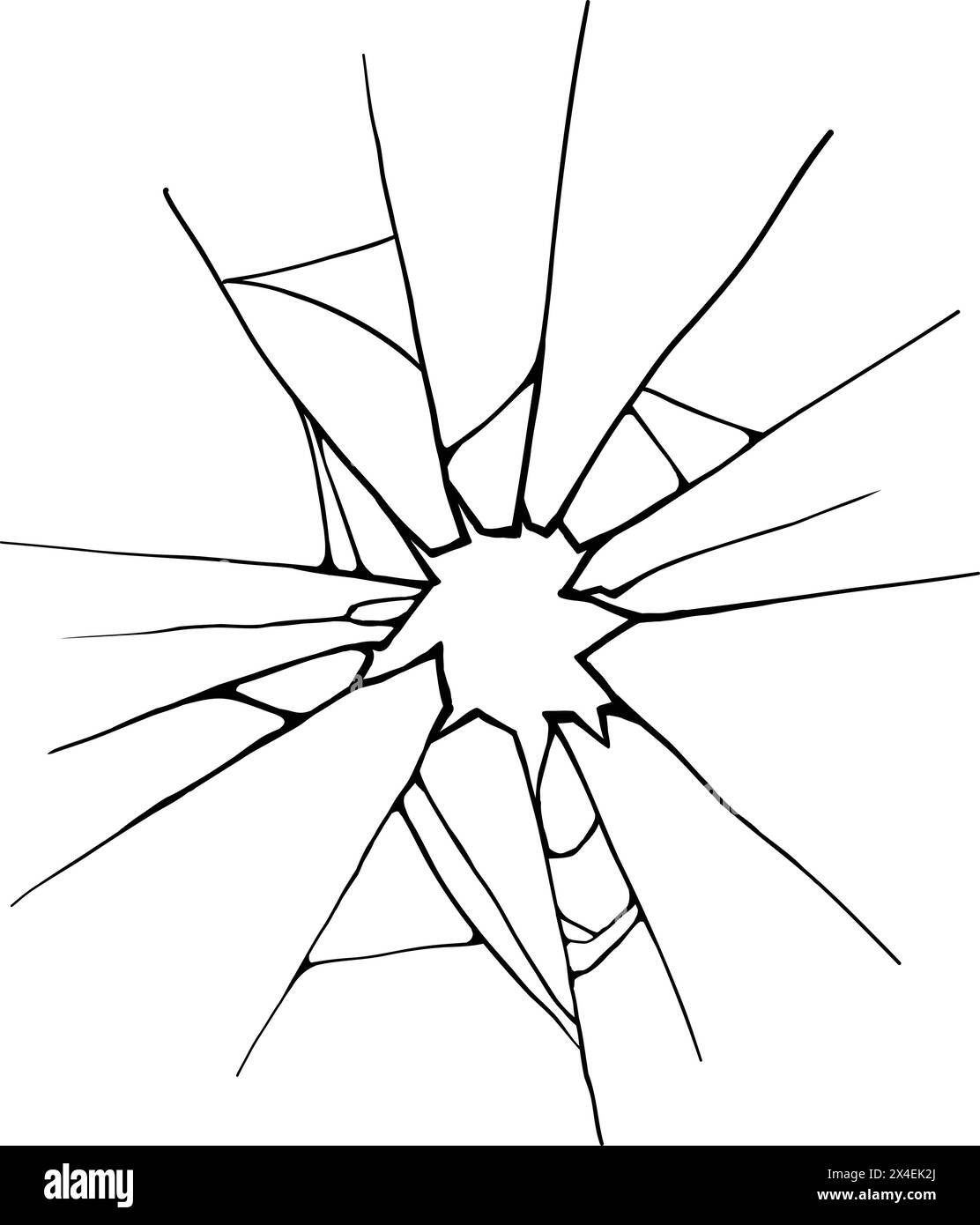 Cracked glass. Broken window, shattered glassy surface and break ...