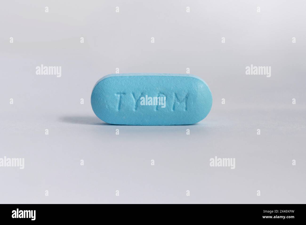 single blue tablet pill of Tylenol PM, pain reliever and sleep aid with ...