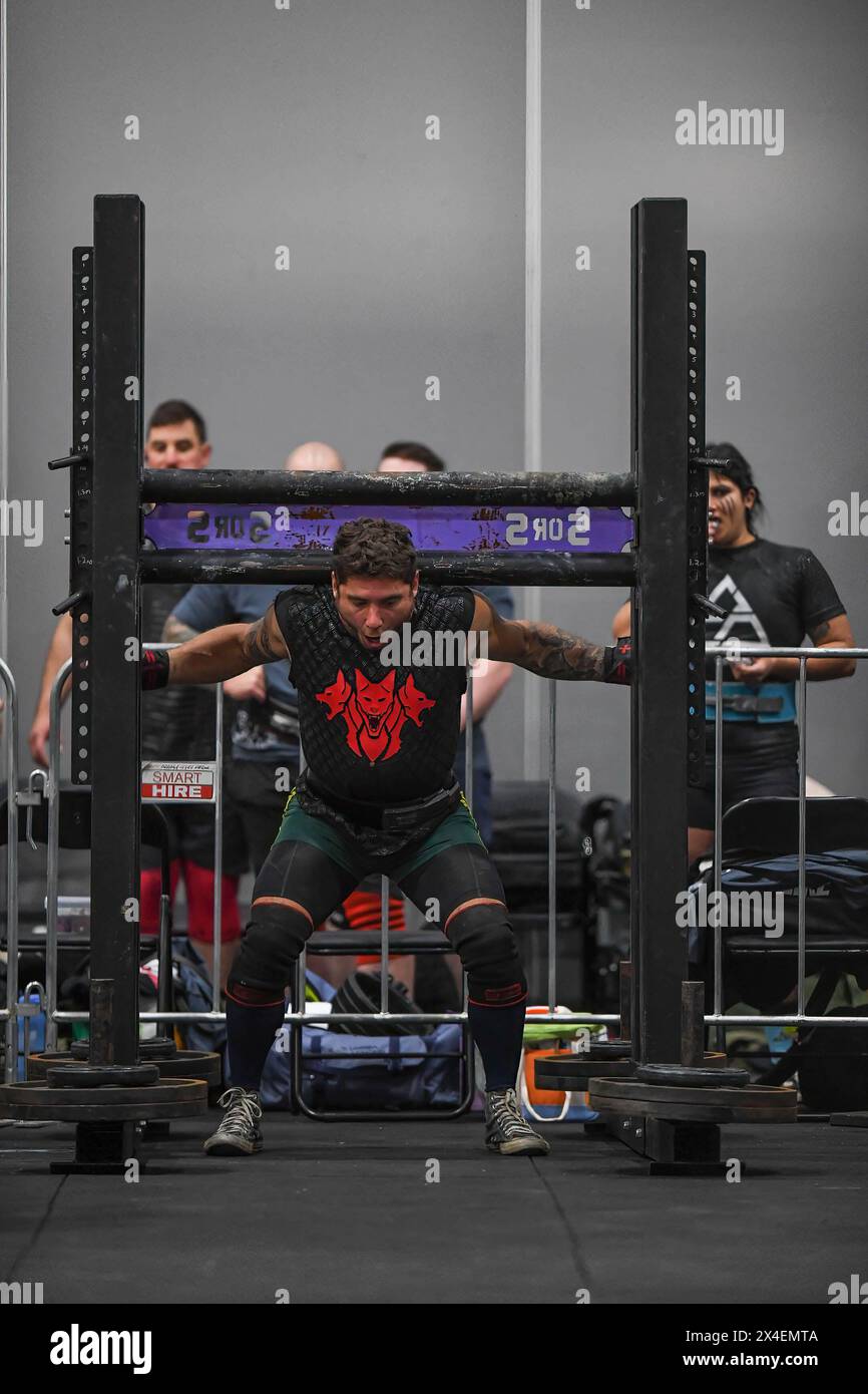 Strongman Luke Keiger is seen performing a Yoke walk at 2024 Oceania ...