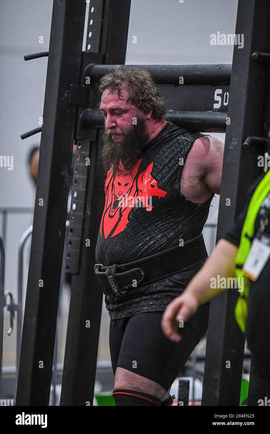 Melbourne, Australia. 13th Apr, 2024. Australian strongman Jesse Lowe is seen performing yoke ...
