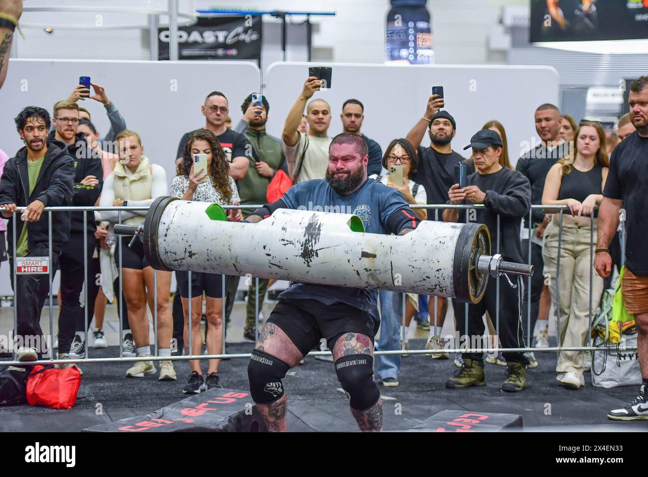 Melbourne, Australia. 13th Apr, 2024. Australian Strongman James Payne ...