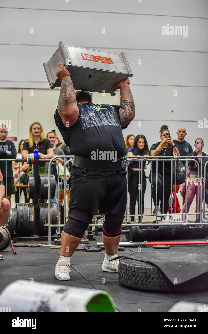 Melbourne, Australia. 13th Apr, 2024. Strongman Phil Muliaga is seen in ...