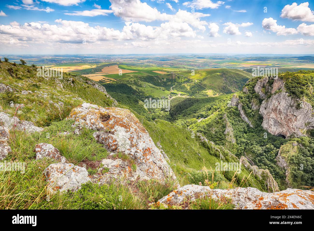 Amazing view of Turda Gorge (Cheile Turzii) natural reserve with marked ...