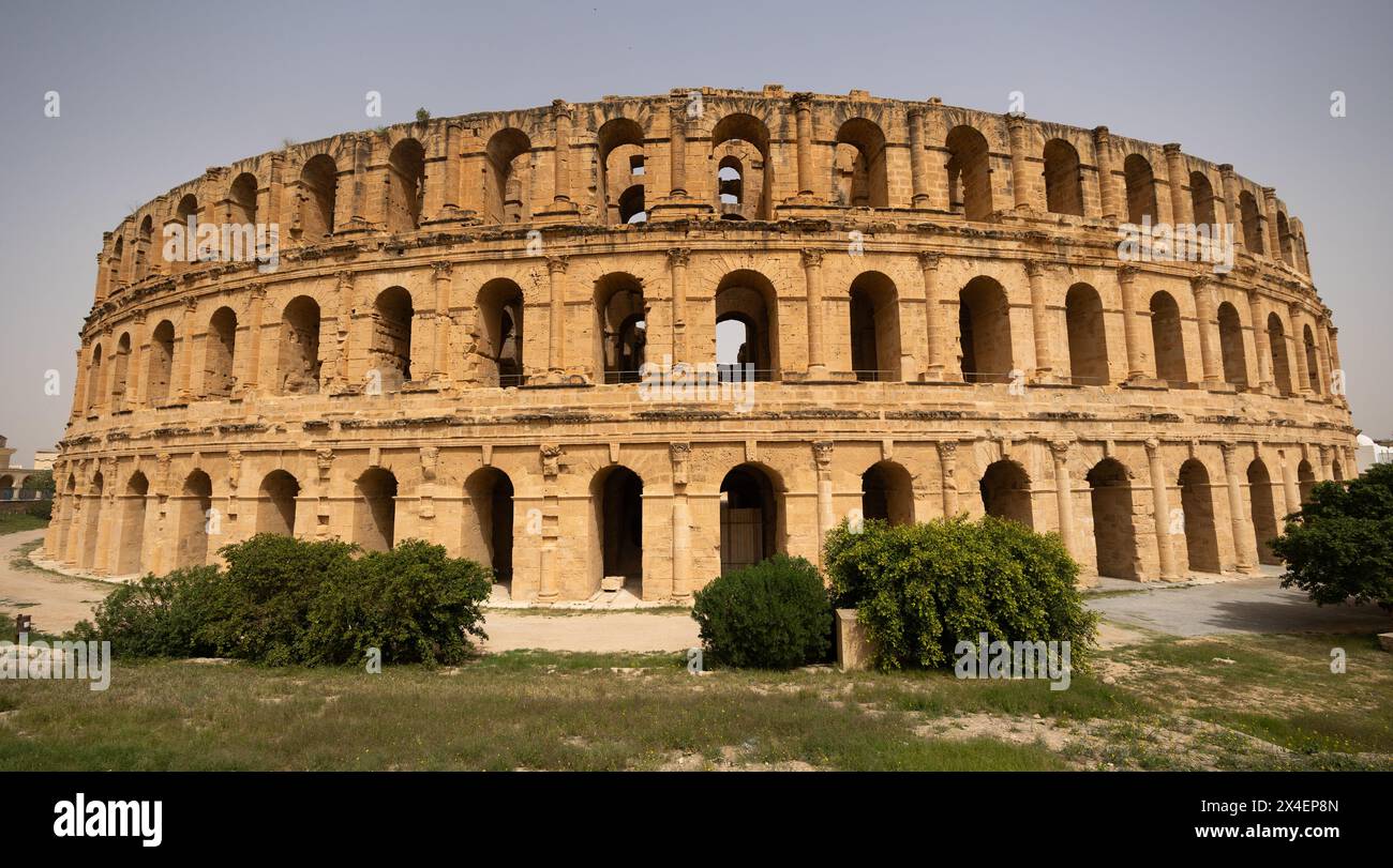 Impressive ruins of the largest colosseum in North Africa, huge Roman ...