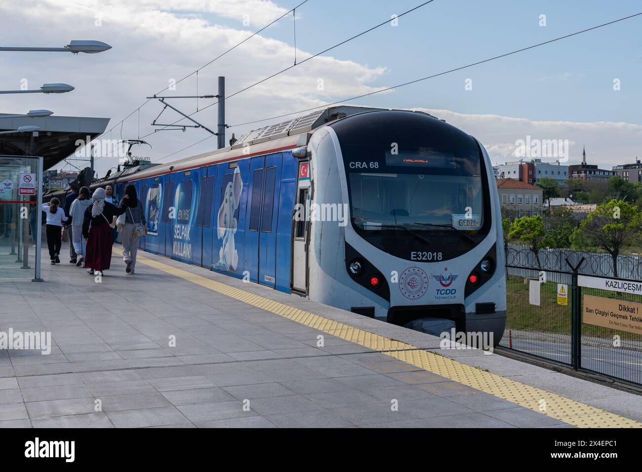 ISTANBUL- TURKEY, APRIL 15, 2024; Marmaray Train Station on the Europan ...