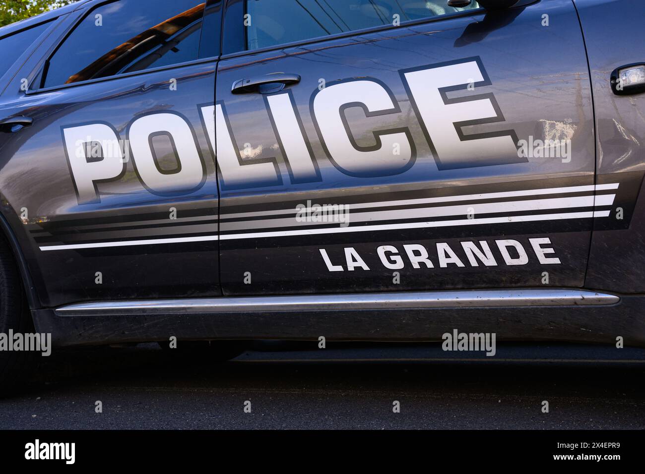 La Grande, OR, USA - April 27, 2024; Name of La Grande Oregon police on ...
