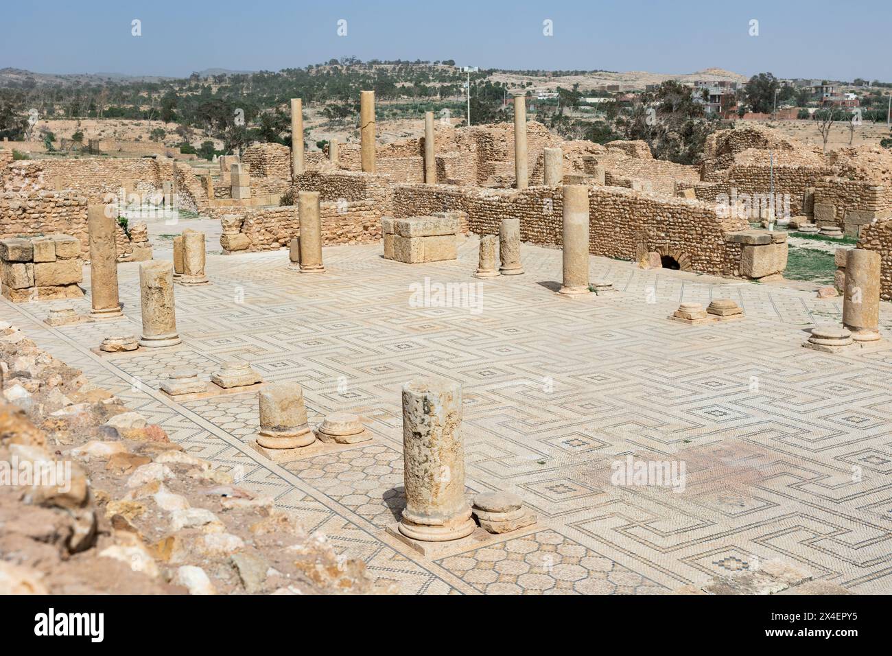 Ruins of ancient Roman bathing-place thermes on territory of antic city ...