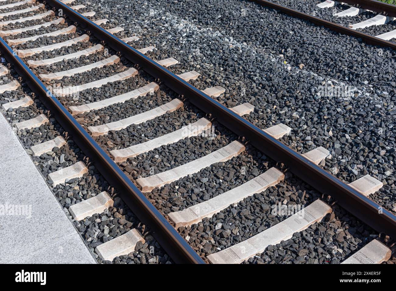 ISTANBUL, TURKEY - APRIL 9, 2024: Marmaray railroad tracks in Istanbul ...