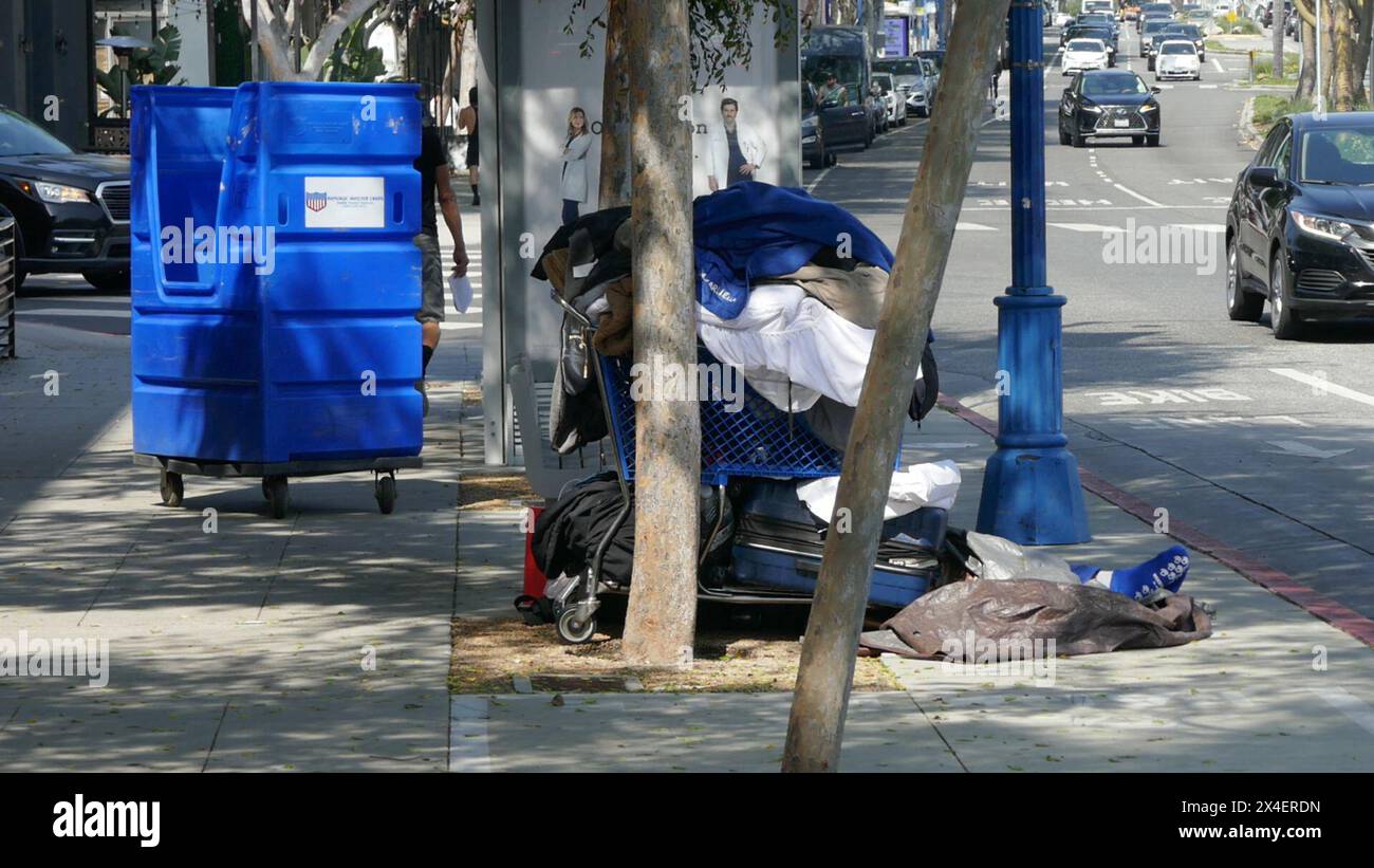 Los Angeles, California, USA 2nd May 2, 2024 Homeless Shopping Cart ...