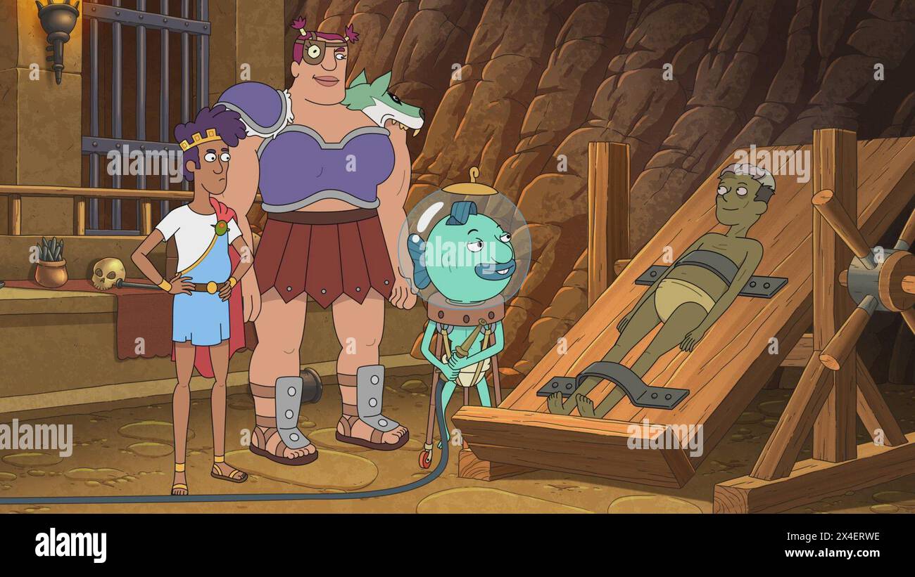 KRAPOPOLIS, from left: Tyrannis (voice: Richard Ayoade), Stupendous ...