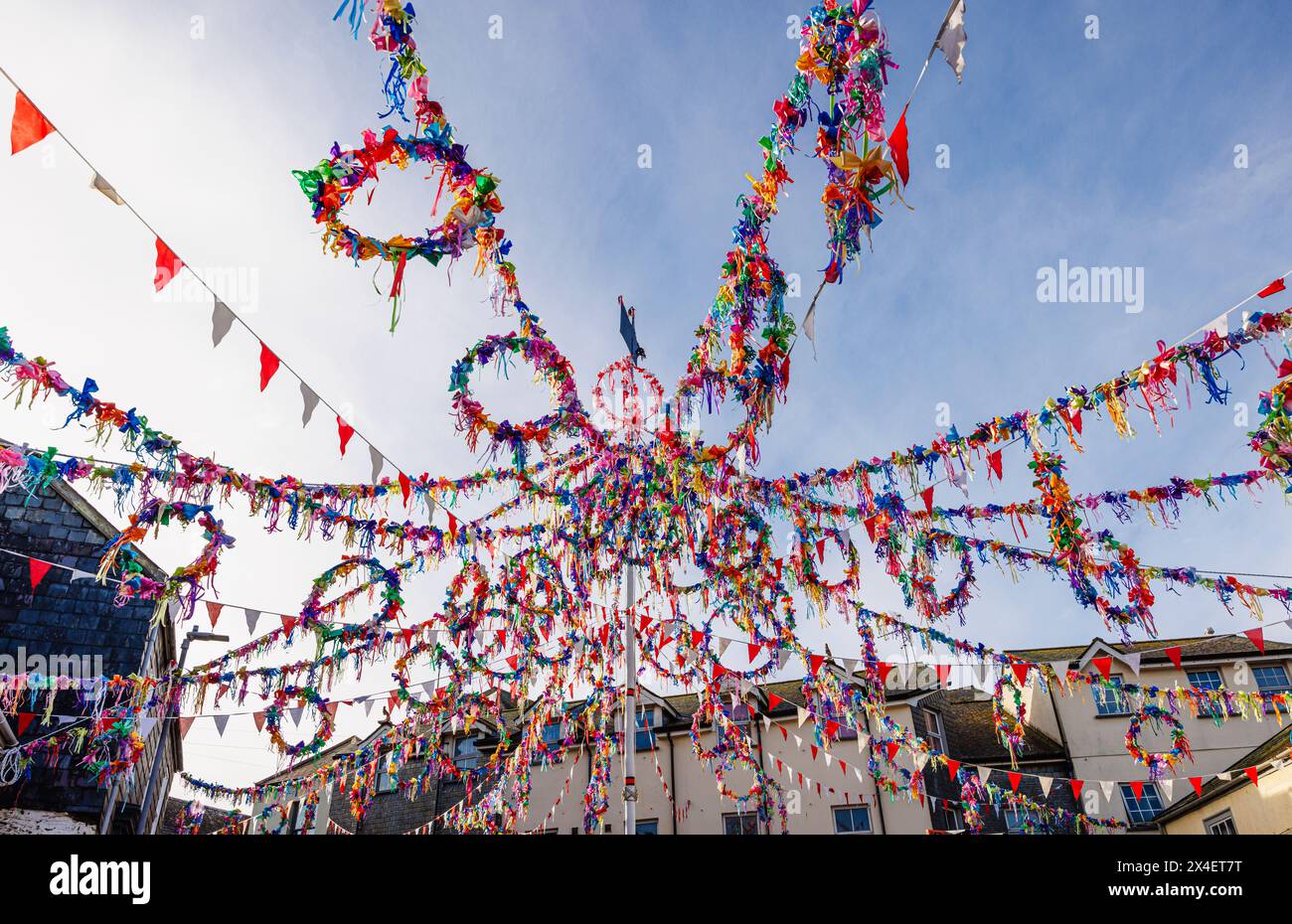 The 'Obby 'Oss festival maypole, a traditional annual folk festival ...