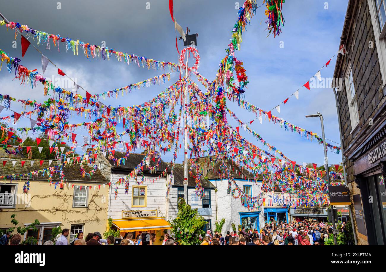 The 'Obby 'Oss festival maypole, a traditional annual folk festival ...