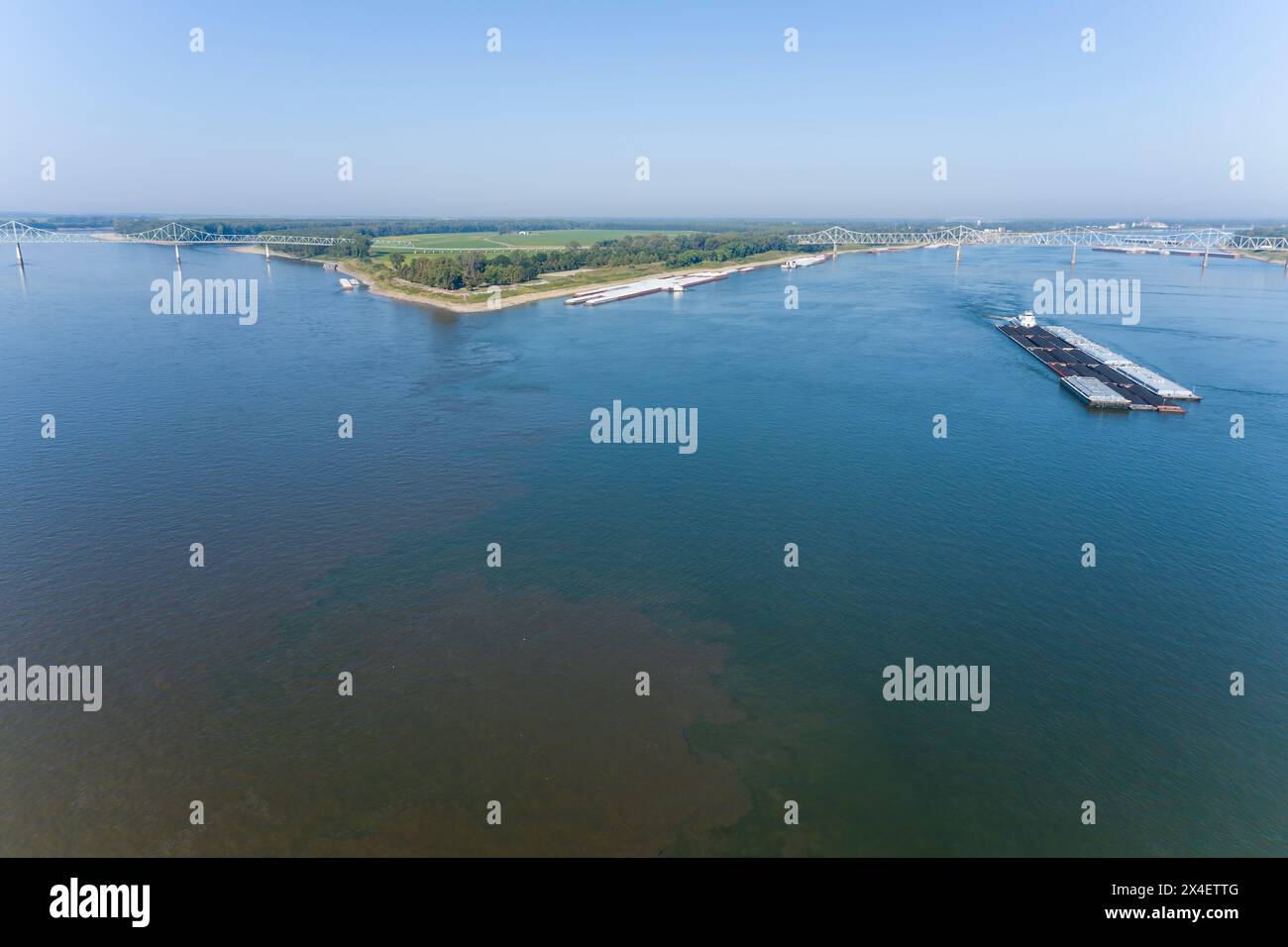 Aerial of the confluence of the Ohio (right) and Mississippi (left ...