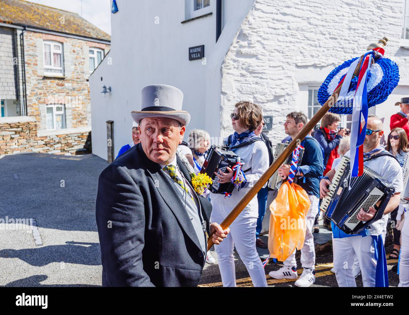 The Blue Ribbon MC Doug Martyn at the 'Obby 'Oss festival, a ...