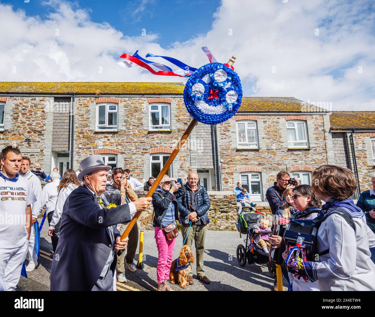 The Blue Ribbon MC Doug Martyn at the 'Obby 'Oss festival, a ...