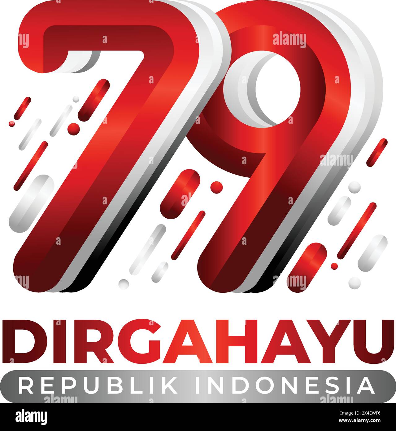 Happy 79th Indonesia Independence Day with red and white color design ...
