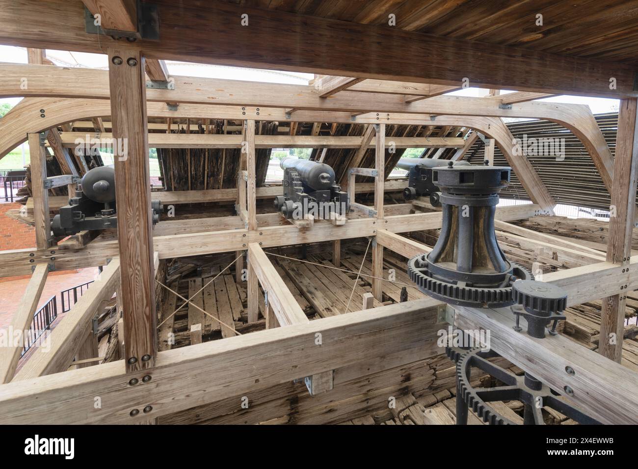 View of capstan on USS Cairo, Civil War ironclad gunboat. Vicksburg ...
