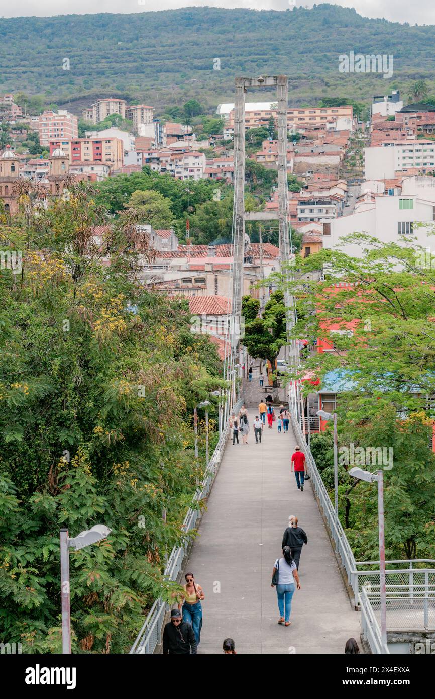 San Gil, Santander, Colombia, April 26, 2024, people walk on a ...