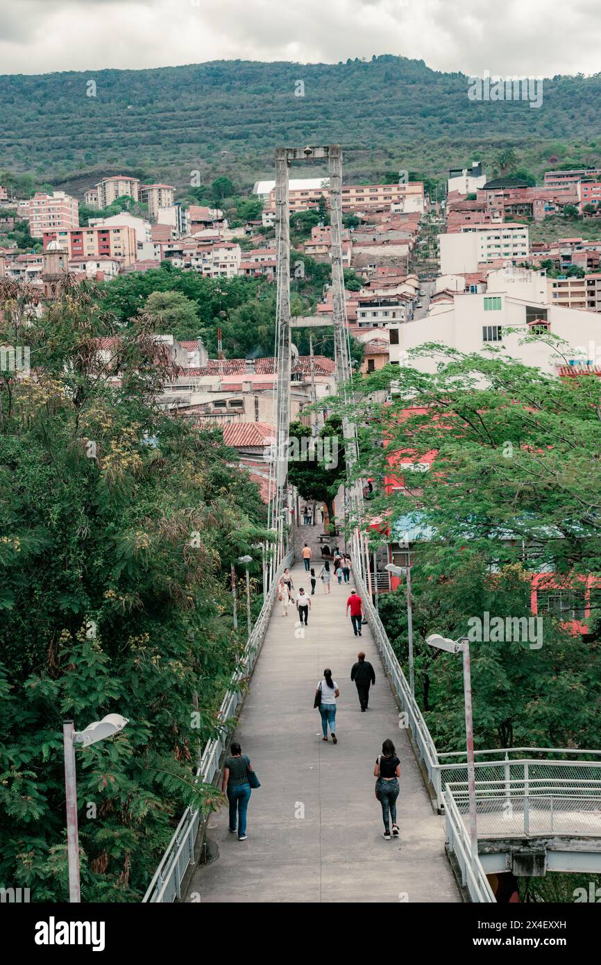 San Gil, Santander, Colombia, April 26, 2024, people walk on a ...