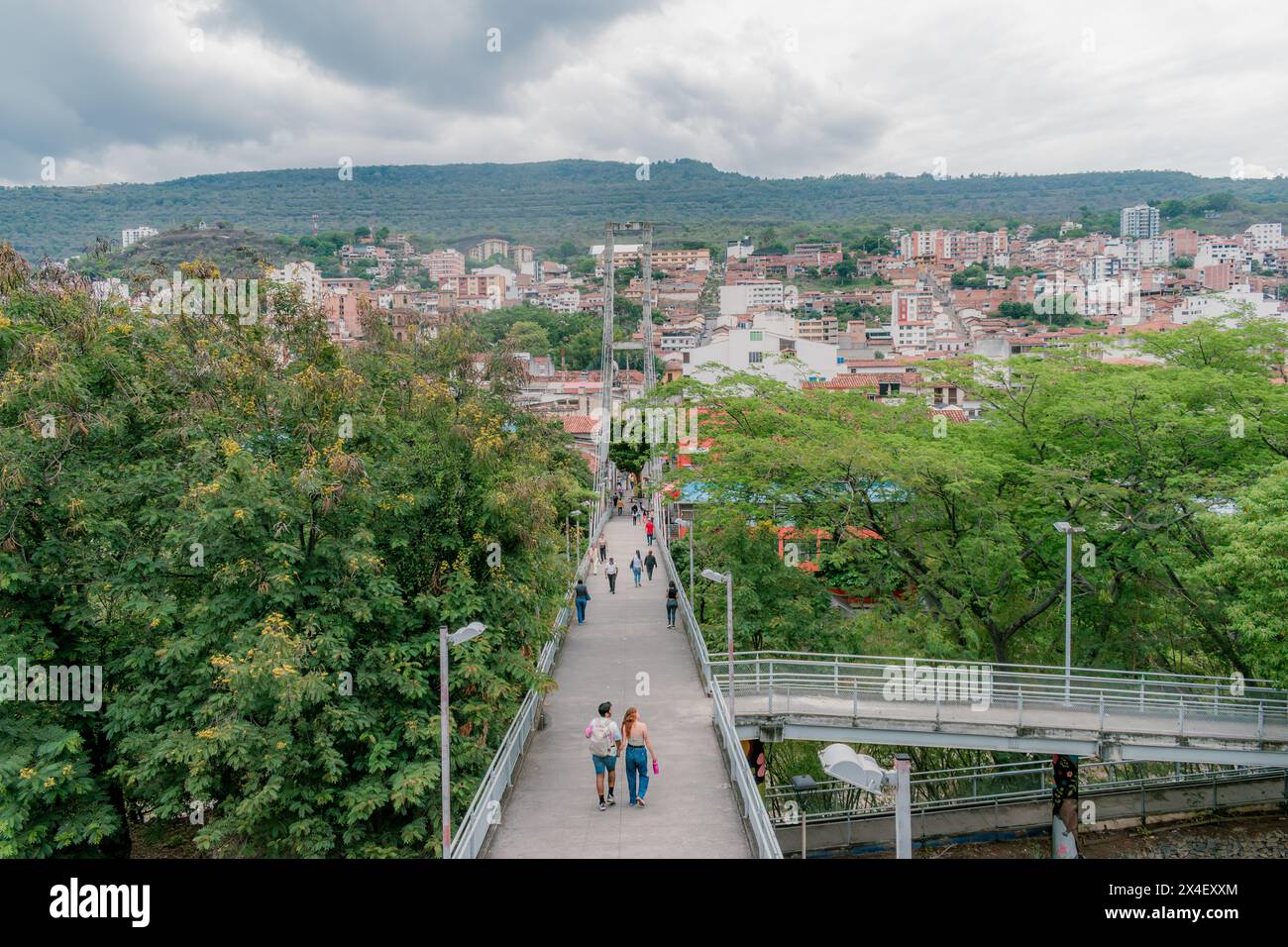 San Gil, Santander, Colombia, April 26, 2024, people walk on a ...
