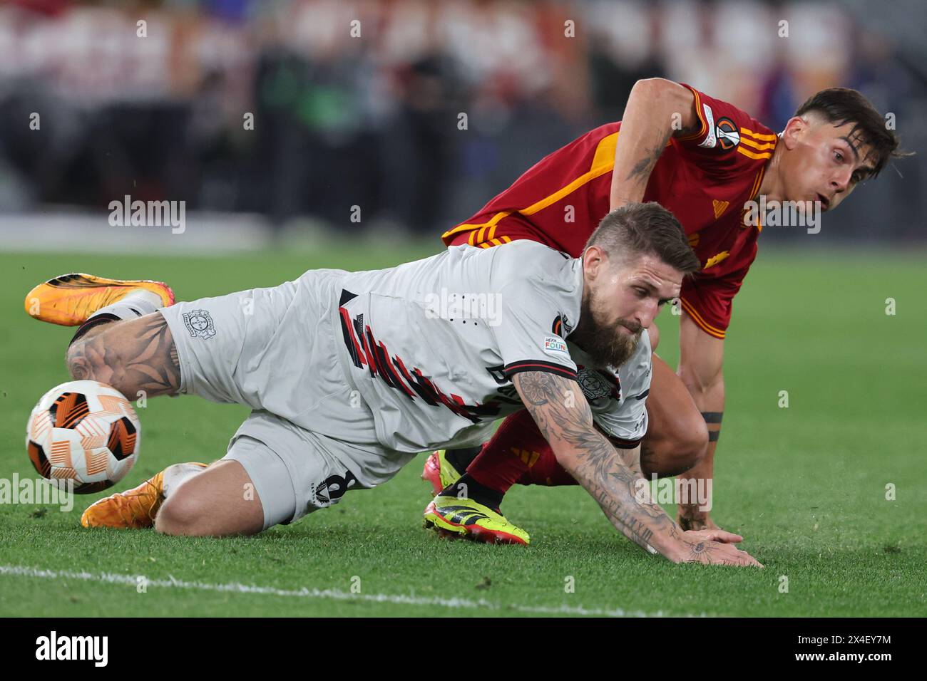 Rome, Italy 2.05.2024: Robert Andrich of Leverkusen, Paulo Dybala of ...