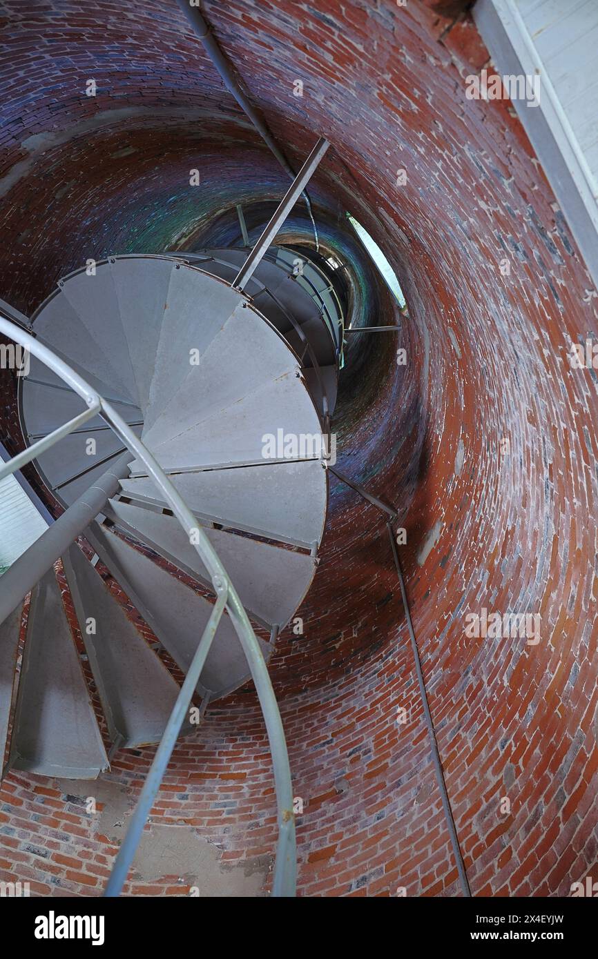 USA, North Carolina, Ocracoke Island. Staircase inside the Ocracoke ...
