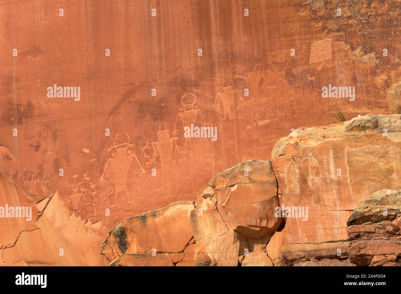 Fremont Petroglyph panel, Capitol Reef National Park, Utah Stock Photo ...