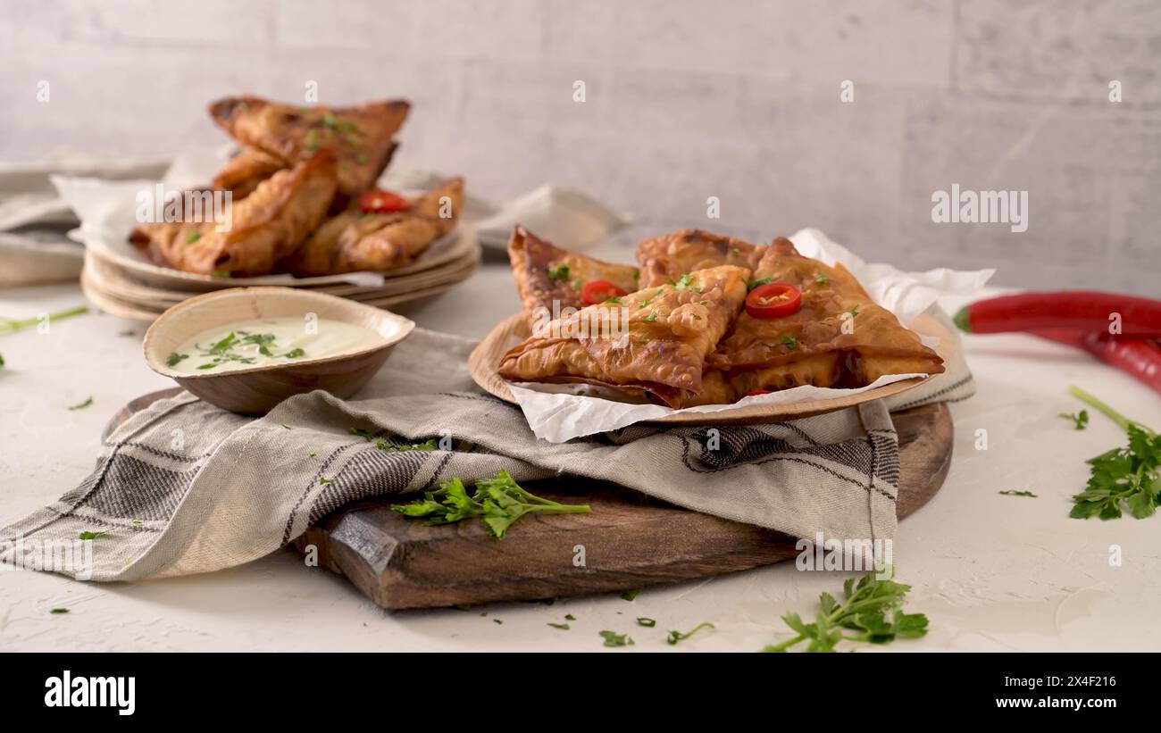 Indian samosas - fried or baked pastry with savoury filling, popular ...