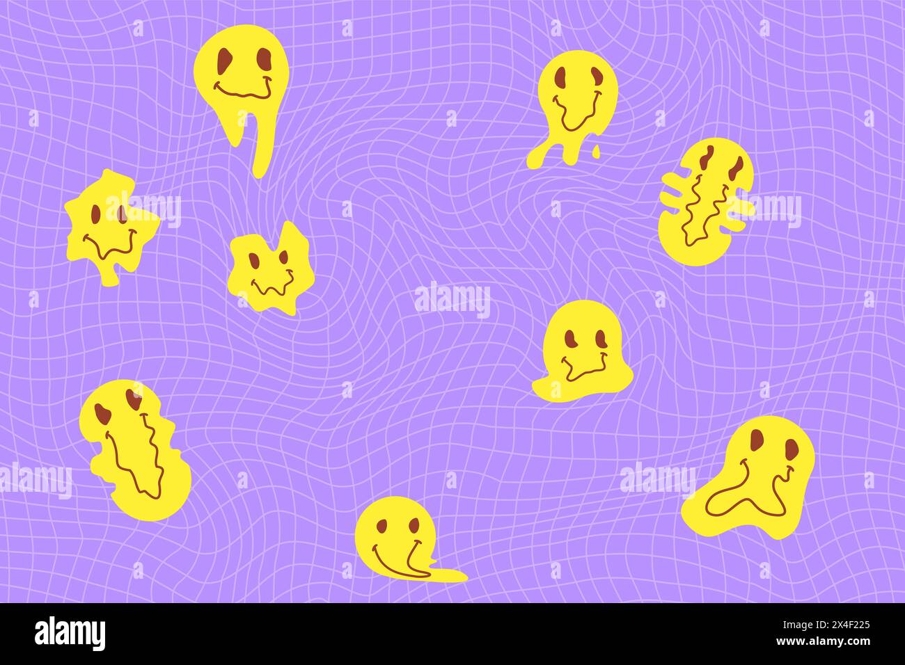 Purple acid chequered background with white melted smiles Stock Vector ...