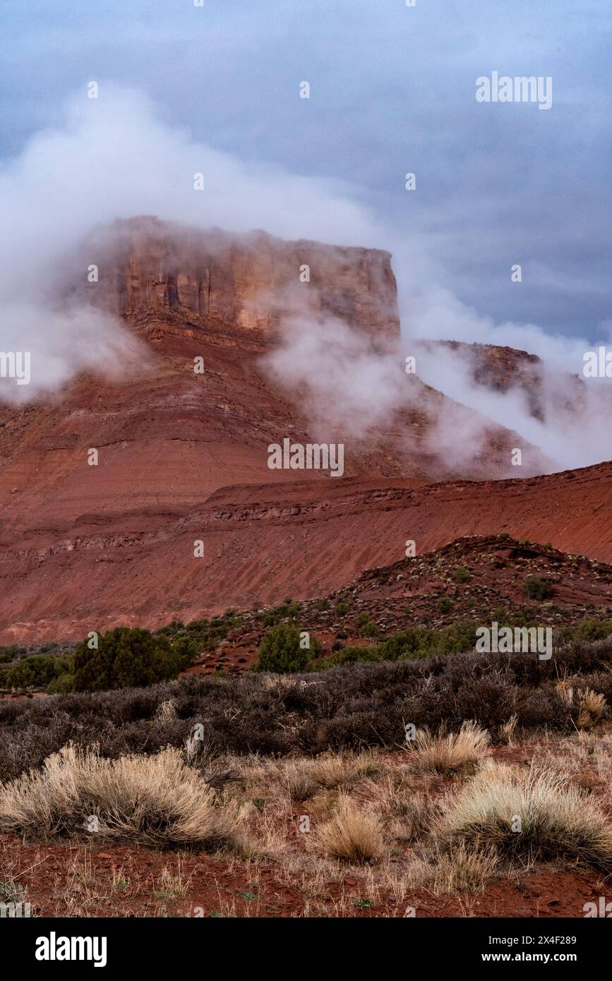 USA, Utah. Low clouds surrounding Parriott Mesa, Castle Valley Stock ...