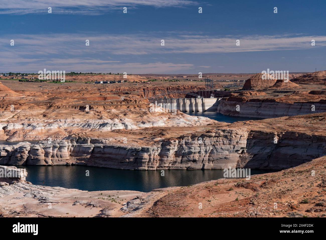 USA, Utah. Low water levels at Glen Canyon Dam, Glen Canyon National ...