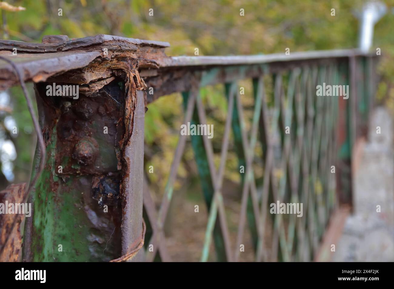 Metal handrail needing maintenance. Rusted railing replacement needed ...