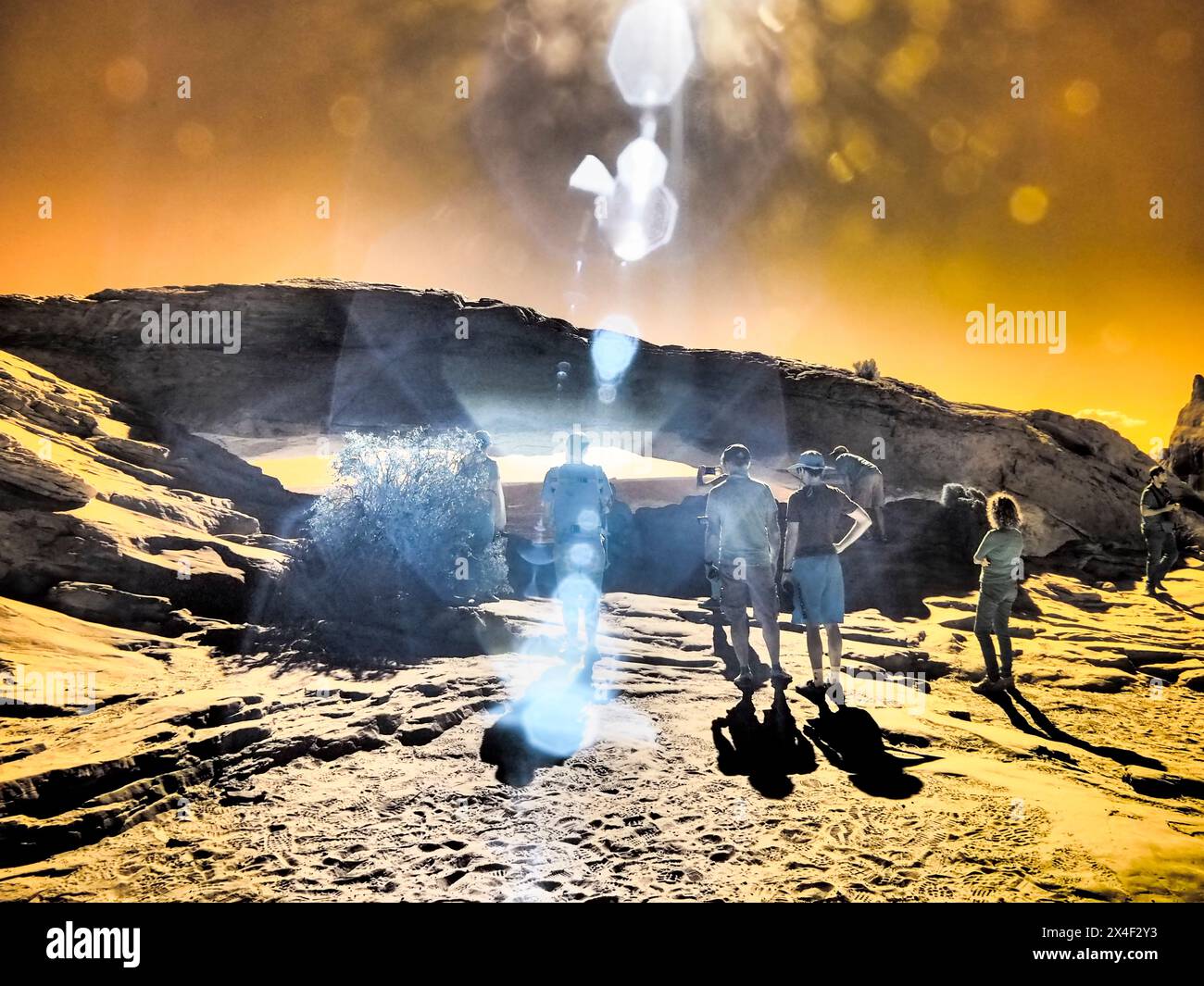 USA, Utah, Canyon Lands National Park. Infrared of people viewing ...