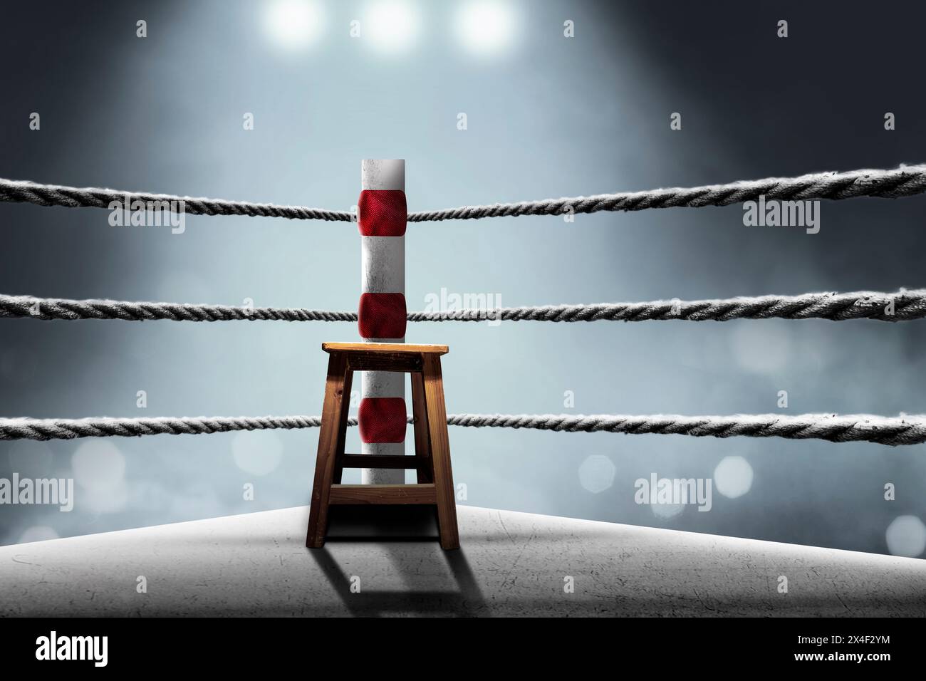 An empty seat in the corner of a boxing ring in the stadium arena Stock ...
