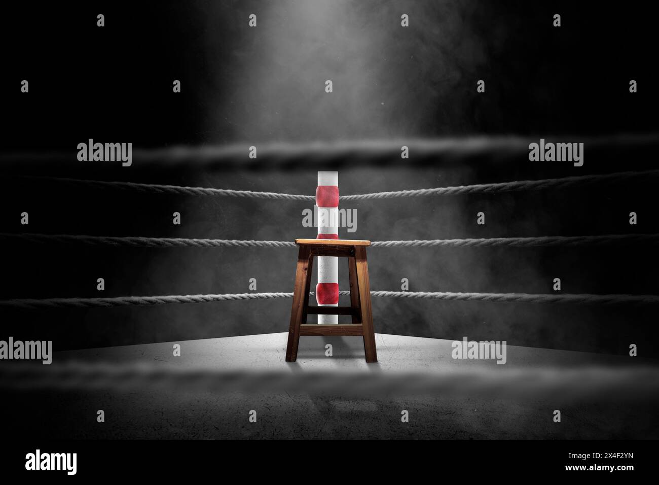 An empty seat in the corner of a boxing ring in the stadium arena Stock ...