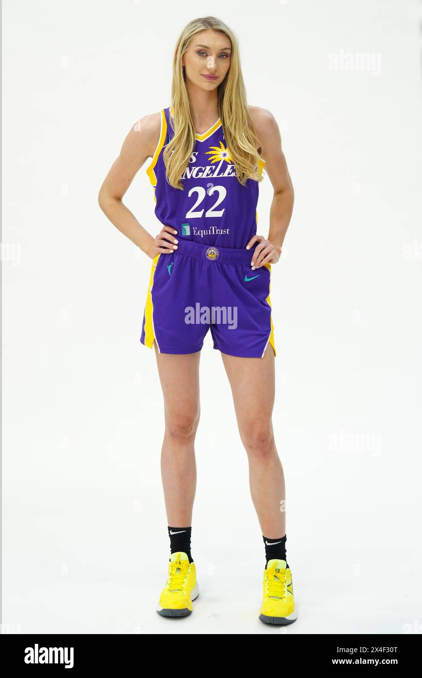 LA Sparks forward Cameron Brink (22) poses during WNBA media day ...