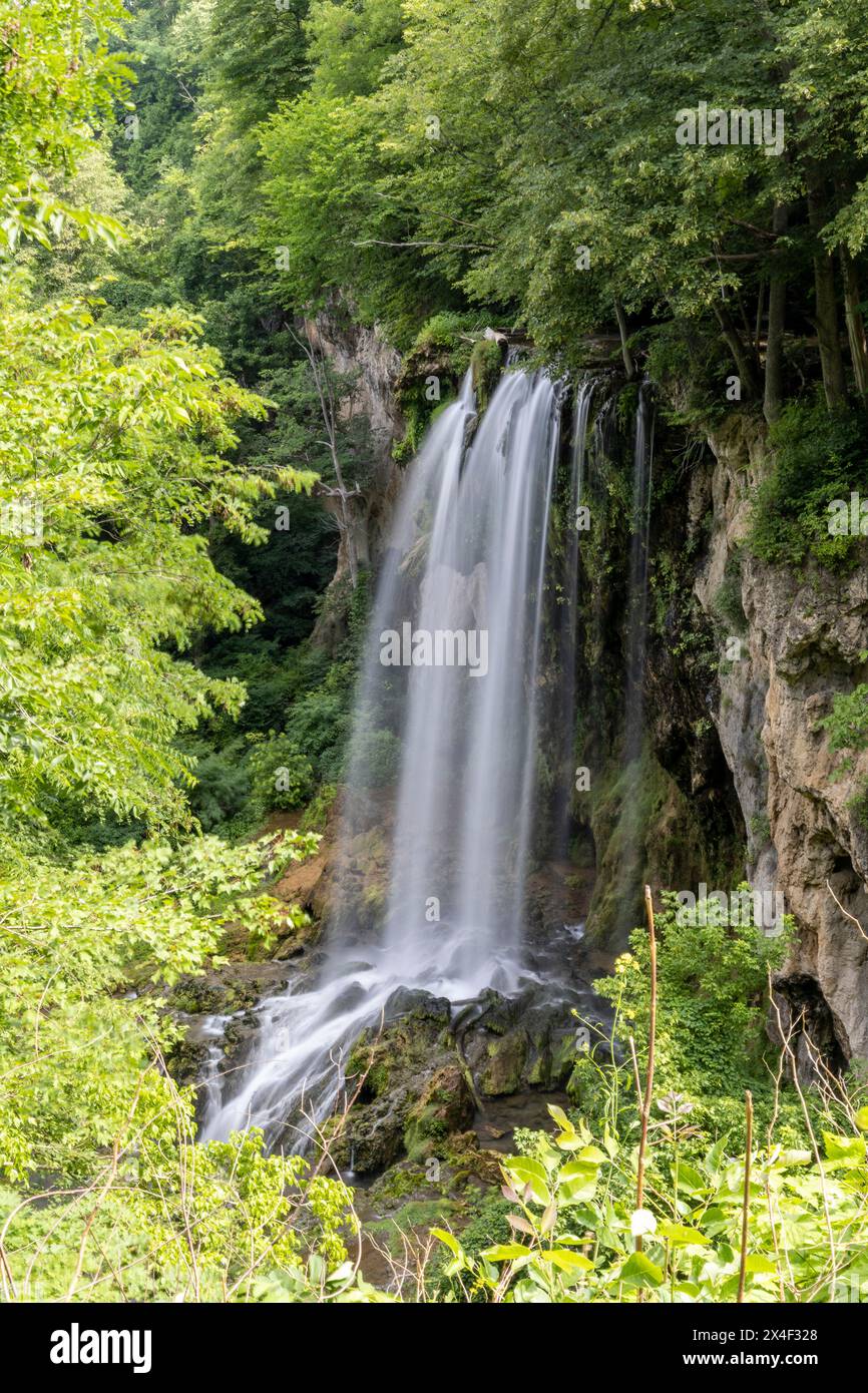 USA, Virginia, Hot Springs. Waterfall in the countryside Stock Photo ...