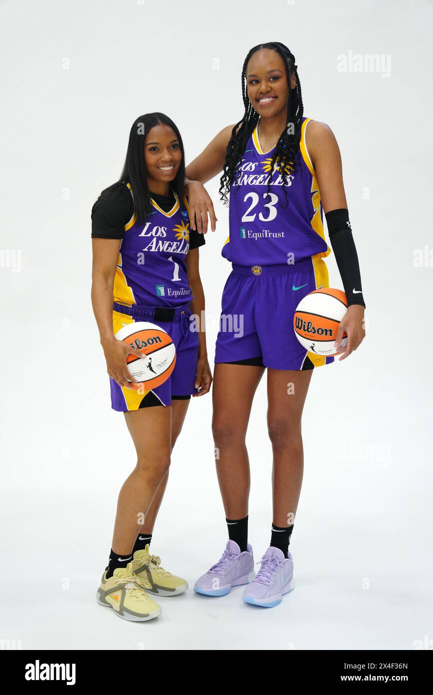 LA Sparks guard Zia Cooke (1) and forward Azura Stevens (23) pose ...