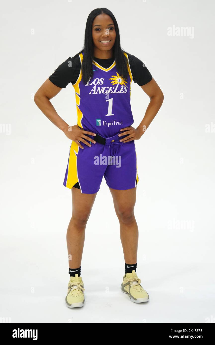 LA Sparks guard Zia Cooke (1) poses during WNBA media day, Tuesday, May ...