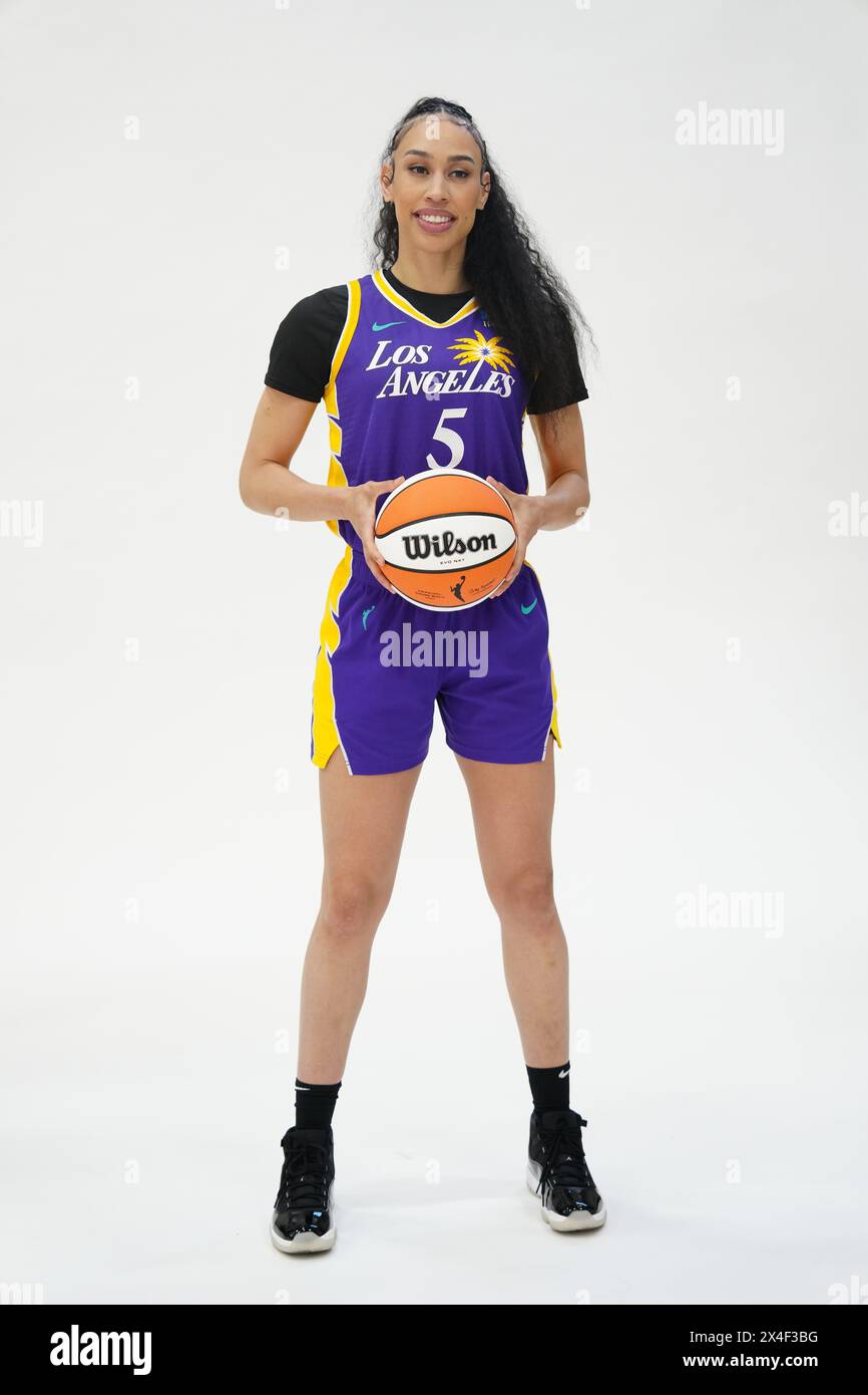 LA Sparks forward Dearica Hamby (5) poses during WNBA media day ...